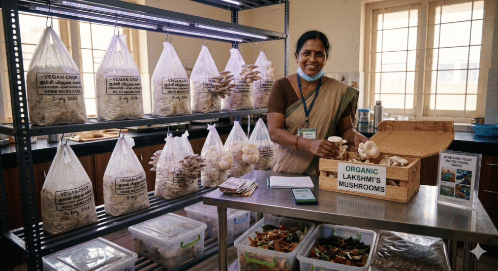 Mushroom Micro-Farm at Home India – Turn Kitchen Waste to Cash Crop